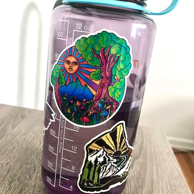 Trippy Mushroom Sun Tree Vinyl Sticker Psychedelic Vinyl Sticker ...