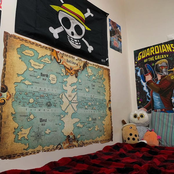 Anime One Piece World Map, Wrapped Canvas Map, World Map, Wrapped ...