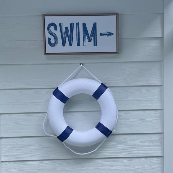 Large Swim Direction Sign With Arrow | Pool House Decor - Etsy