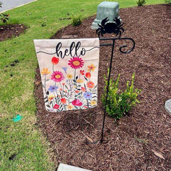 Free Standing Wrought Iron Camper Flag Holder – Heavy Duty Garden Decor ...