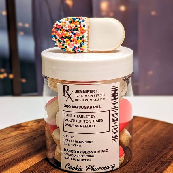 Printable Rx Label for Cookie "prescription" Jar - 3" X 2" Cookie Rx ...