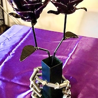Half Dozen Metal Roses, Six Metal Roses, Welded Metal Rose Sculptures ...