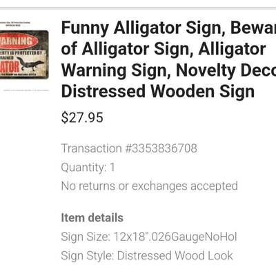 Funny Alligator Sign, Beware of Alligator Sign, Alligator Warning Sign ...