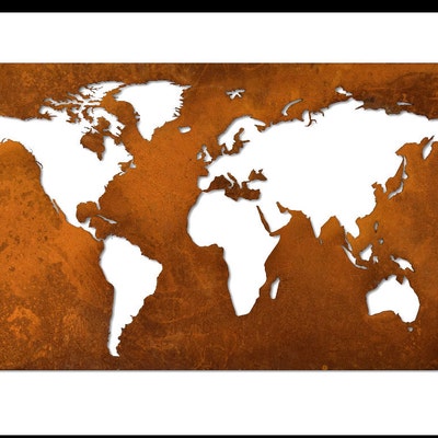 Metal World Map. Wall Map Industrial. Corten World Wall Map. Metal Wall ...