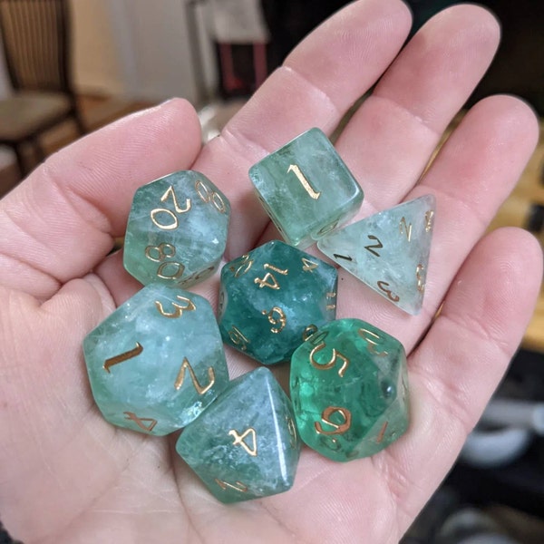 Green Fluorite Gemstone Dice (chlorophane) Hand Carved Polyhedral Dice ...