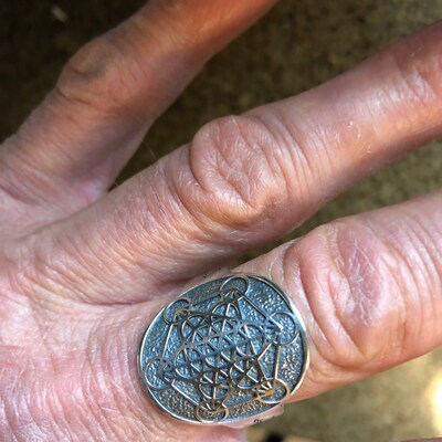 Metatron Cube Ring, Silver Metatron Cube, Sacred Geometry, Life Amulet ...