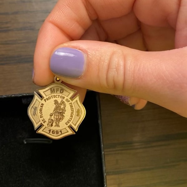 Solid 14K Gold Customized Saint Florian Badge Religious Medal, Solid ...