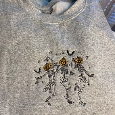 Dancing Skeletons Embroidery Design, Halloween Pumpkin Face Skeleton ...