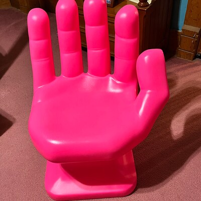 Neon Pink RIGHT Hand Shaped Chair 32 Tall Adult Size 70's Retro EAMES ...