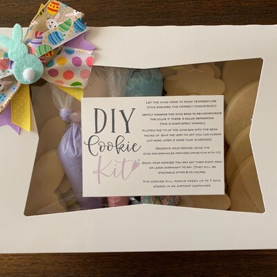 Printable Spring DIY Cookie Kit Instruction Card Purple Piping Bag 3.5 ...