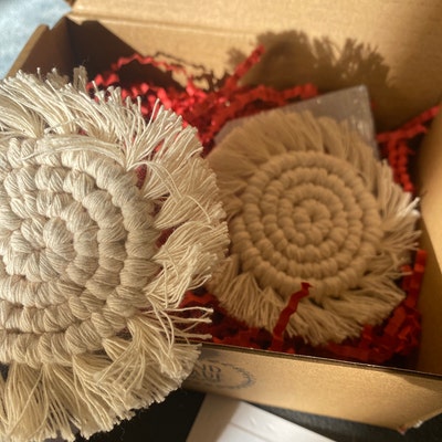 Mini Macrame Car Coasters - Etsy