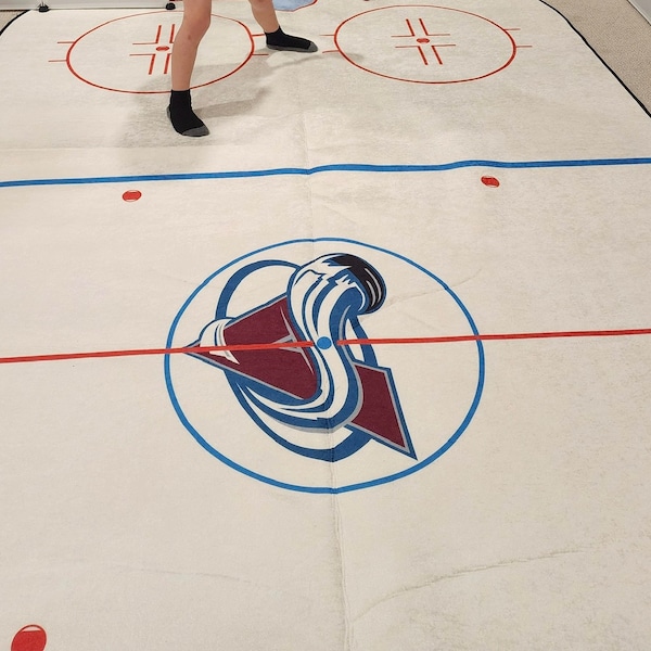 Ice Hockey Rink Printed Area Rug With Custom Team Logo • Washable Ice ...