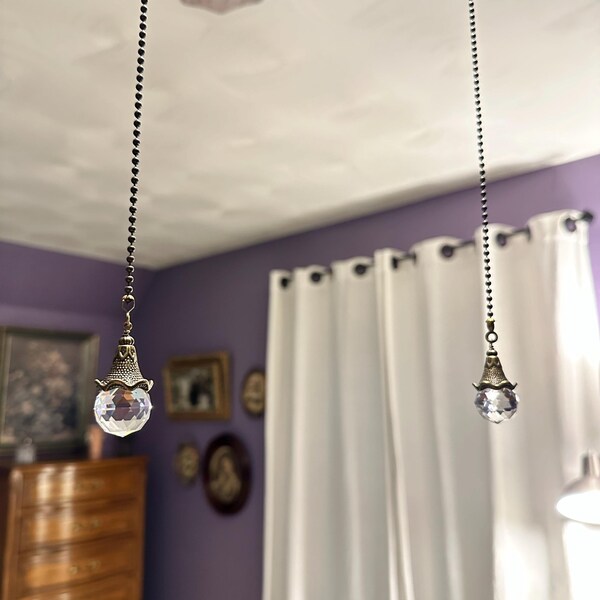 Yellow Crystal Ceiling Fan Pulls, Crystal Light Lamp Pull, Ball Chain ...