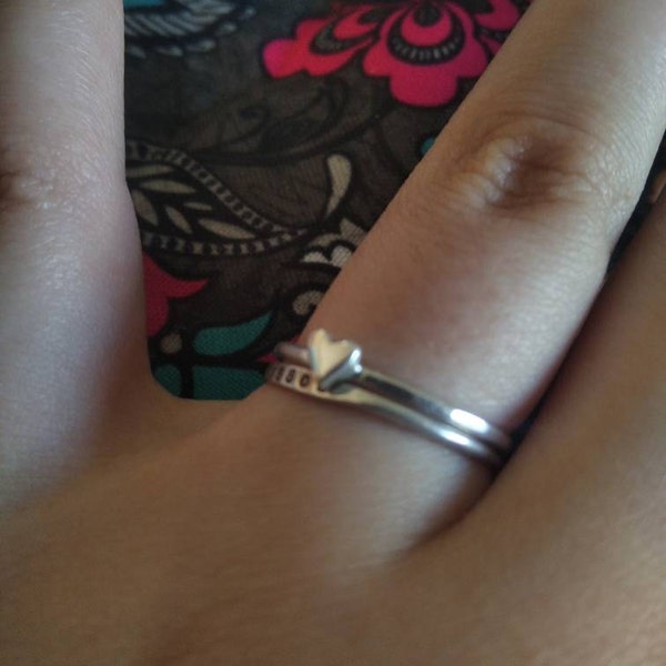 Sweet Heart Ring, Stackable Heart Ring, Dainty Solid Gold Heart or Sterling Silver Heart ...