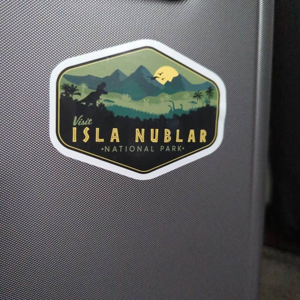 Jurassic Park Sticker, Jurassic Park Isla Nublar Sticker, Visit Isla ...