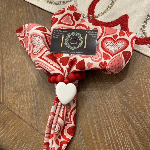 Heart Napkin Rings, Valentine Napkin Holders, Farmhouse Valentine Place ...