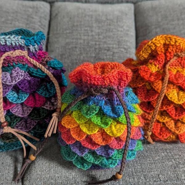 Crochet Dragon/mermaid Scale Dice Bag or Small Purse With Double ...