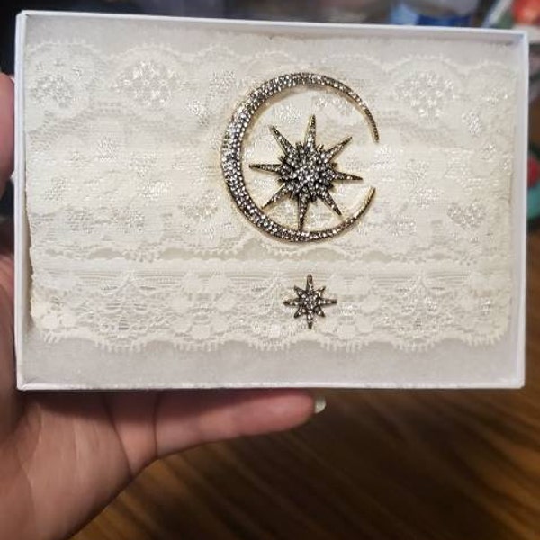 Celestial Wedding Garter Set, Stars and Moon Garters, Garters With ...
