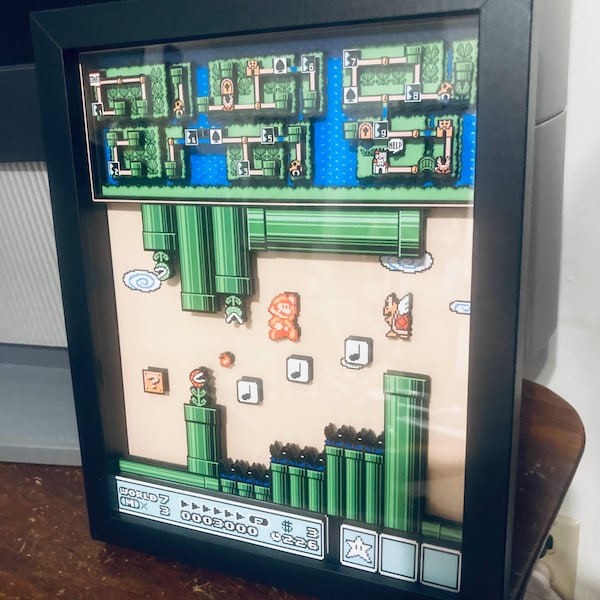 Super Mario World - SNES Overworld Map - 9x9" 3D Shadow Box! - Etsy