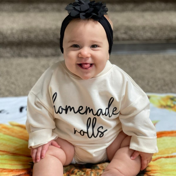 Homemade Rolls Retro Natural Baby Romper, Retro Fall Toddler Sweater ...