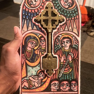 Ethiopian Orthodox Church Sistrum or Tsanatsel. Hand Carved Traditional ...