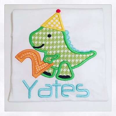 Dino Birthday Applique Design 2 Dinosaur Applique Design - Etsy