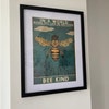 Be Kind Poster, Bee Kind Floral Art Poster, Honey Bee Print, Vintage ...