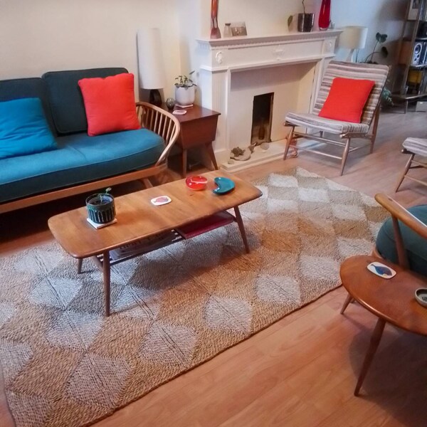 Hand Woven Seagrass Area Rug, Vintage Handmade Natural Straw Rug Rush ...