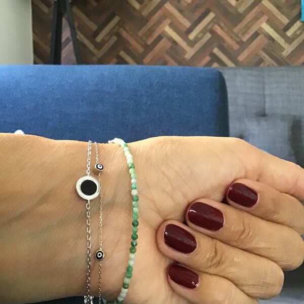 Qinghai Jade, Green Jade Bracelet - Bracelet Femme, Delicate Gemstone Bracelet, Green White ...