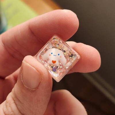 Pink Heart Pearl Keycap Resin DIY Black Golden Rose Translucent ...