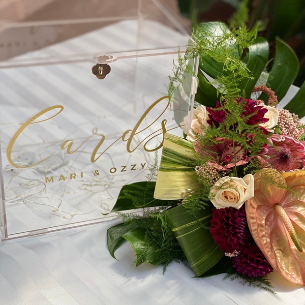 Custom Card Box Vinyl Decal Sticker for Wedding Cards Sign, Rose Gold ...