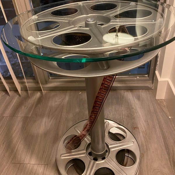 Movie Reel Table Made From Repurposed 35mm Movie Reels With Film Choice ...