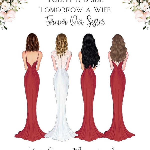 Today a Bride, Tomorrow a Wife, Forever Our Sister, Wedding Print for ...