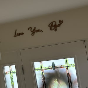 Wooden 'love You, Bye' Sign Above Door Hallway Sign Natural Wood ...