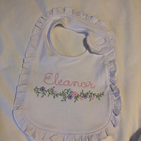 Floral Bib / Girl Flower Bib / Girl Personalized Bib / Floral ...