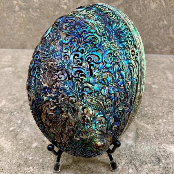 Carved Abalone Shell Hummingbird Theme Paua Abalone Real and Natural ...