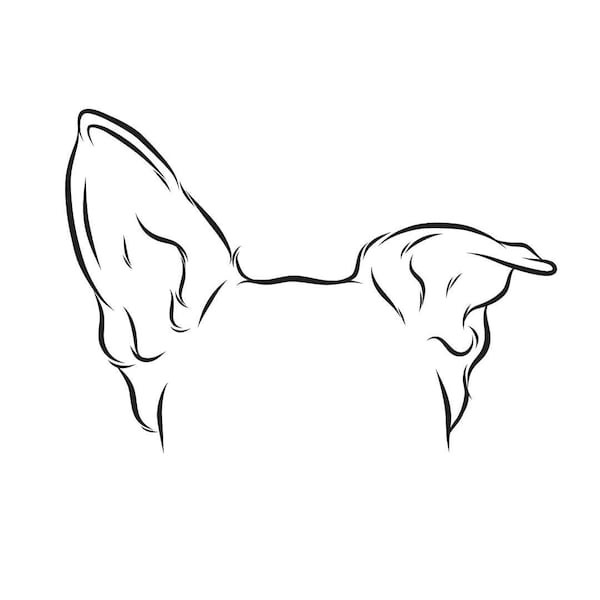 Custom Pet Ear Outline Drawing, Dog Ear Drawing, Pet Ear Tattoo Design ...