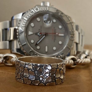 Unique Cracked Men's Ring, Men's Dry Earth Band, Rustic Wedding Band ...