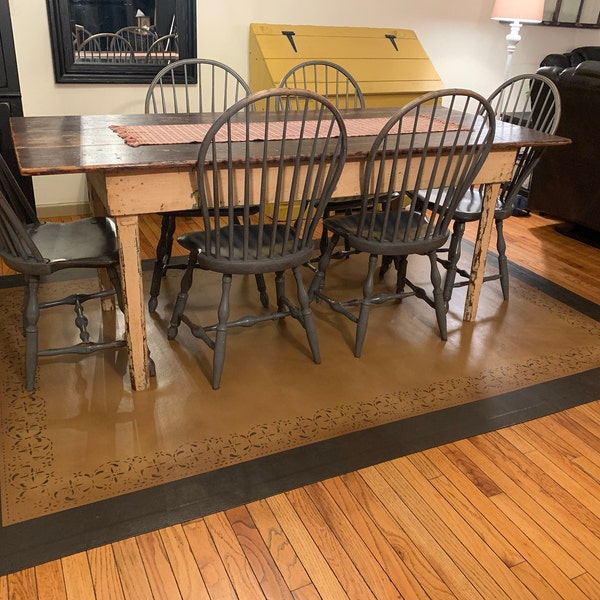 Early American Floorcloth Area Rug. Primitive Floor Cloth. May House ...