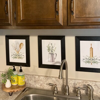 Kitchen Decor. Watercolor Botanical Print Set of 3. Kitchen Wall Art ...