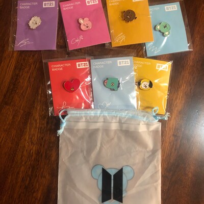 BTS Button/pins Set of 7 each of the Members/or Get an Individual Pin ...