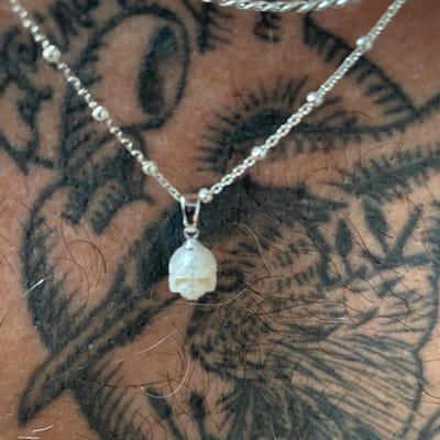 Natural Pearl Skull Necklace Hand-carved Pearl Skulldainty Pearl Skull ...