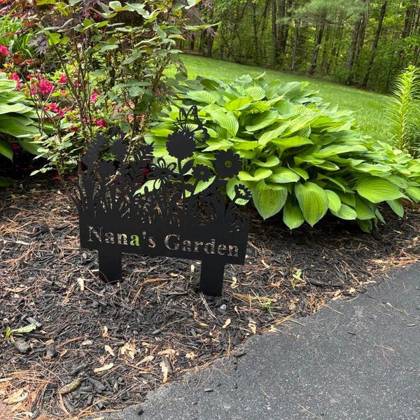 Custom Garden Sign With Stake, Flower Design Personalized Garden Sign ...