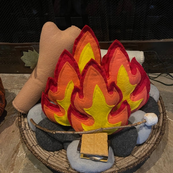 Play Campfire, Felt Campfire, Toy Campfire, Campfire Play Set, Felt Food, Felt Marshmallows ...