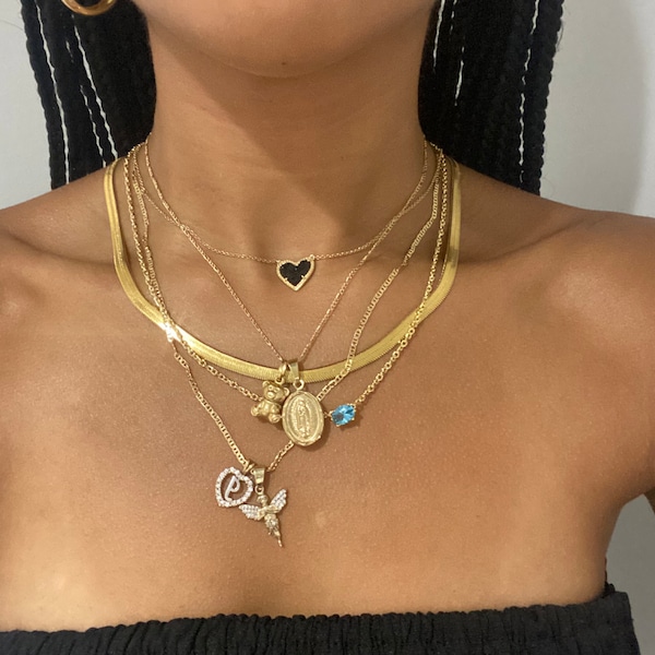 Herringbone Necklace, Snake Necklace, Herringbone Chain, Layered ...