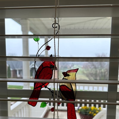 Cardinal Stained Glass Window Hangings Christmas Gifts Stained - Etsy