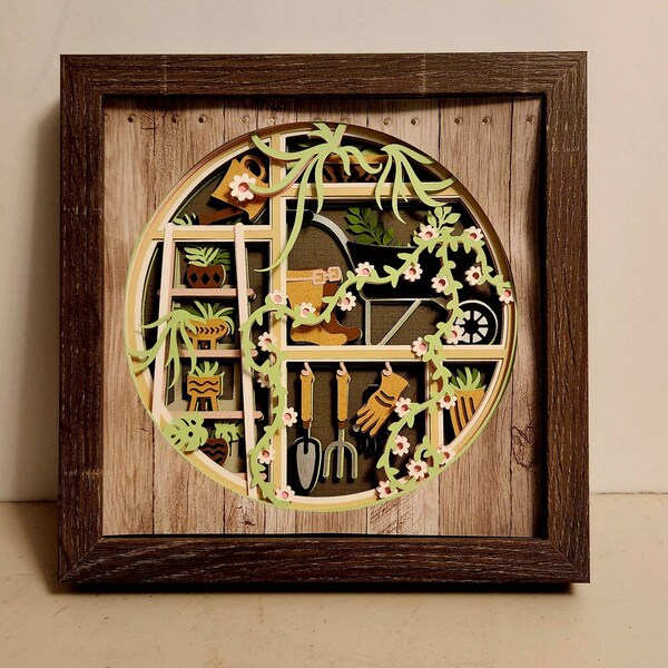3D SVG Gardening Shadow Box SVG Spring Garden With Leaves and Flowers ...