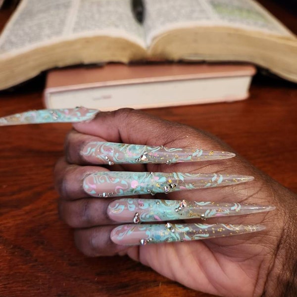 Moss Garden Press on Nails Moss 3D Flower 3D Butterfly Garden Press on ...