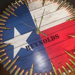 Texas Flag & Bullet Clock. Perfect Gift for a Lone Star State Lover - Etsy