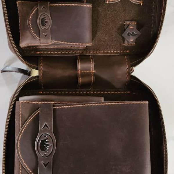 Leather Cigars Case With Flask Pocket, Personalized Leather Box for ...